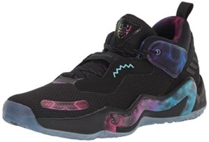 adidas unisex d.o.n. issue 3 basketball shoe, black/bright cyan/purple, 10 us men