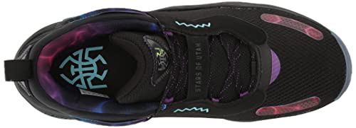 adidas Unisex D.O.N. Issue 3 Basketball Shoe, Black/Bright Cyan/Purple, 10 US Men