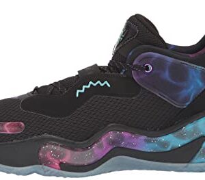 adidas Unisex D.O.N. Issue 3 Basketball Shoe, Black/Bright Cyan/Purple, 10 US Men