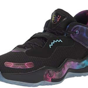 adidas Unisex D.O.N. Issue 3 Basketball Shoe, Black/Bright Cyan/Purple, 11 US Men