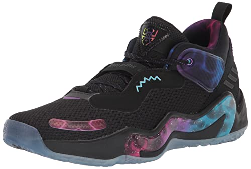 adidas Unisex D.O.N. Issue 3 Basketball Shoe, Black/Bright Cyan/Purple, 11 US Men