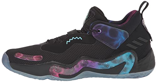 adidas Unisex D.O.N. Issue 3 Basketball Shoe, Black/Bright Cyan/Purple, 11 US Men