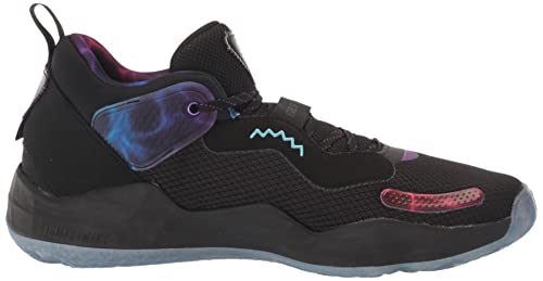 adidas Unisex D.O.N. Issue 3 Basketball Shoe, Black/Bright Cyan/Purple, 11 US Men