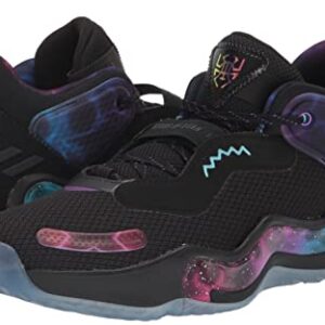 adidas Unisex D.O.N. Issue 3 Basketball Shoe, Black/Bright Cyan/Purple, 11 US Men