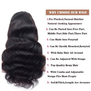 IUPin 4x4 Body Wave Lace Closure Wigs Brazilian Lace Front Wigs Human Hair for Black Women 150% Density Pre Plucked with Baby Hair Bleached Knots (20inch, Body Wave Wig)