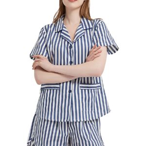 GLOBAL Womens Pajama Set Short Sleeve PJs for Women cotton Pajamas Summer Sleepwear