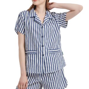 GLOBAL Womens Pajama Set Short Sleeve PJs for Women cotton Pajamas Summer Sleepwear