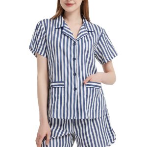 GLOBAL Womens Pajama Set Short Sleeve PJs for Women cotton Pajamas Summer Sleepwear