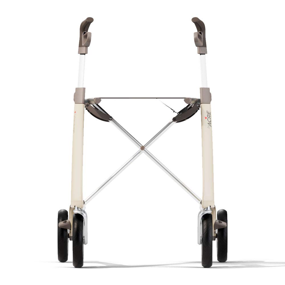 byACRE Carbon Ultralight Rollator Walker with Organizer Bag, Compact Track, 16" x 22" Seat (W x H), Oyster White