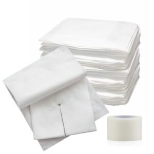 split drain sponge gauze 4x4 sterile 6 ply pads [pack of 50] absorbent precut 4"x4" non-woven slit bandage for i.v. tracheostomy - 25 packs of 2 pre cut bandages + 1 roll of medical tape