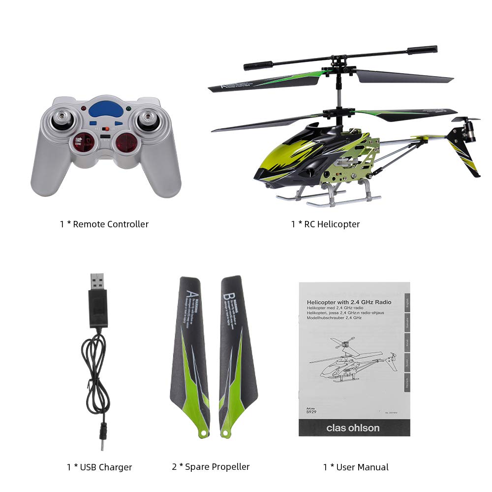 GoolRC RC Helicopter, Remote Control Helicopter with Gyro and Light, S929-A 3.5 Channel Mini Helicopter for Kids and Beginners (Green)