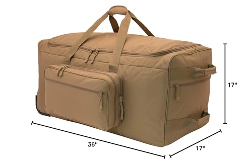 Mercury Tactical Gear Monster™ Rolling Duffle Deployment Bag with Wheels, Large Wheeled Heavy Duty Duffle Bag for Men & Women, Travel Bag, Coyote Color