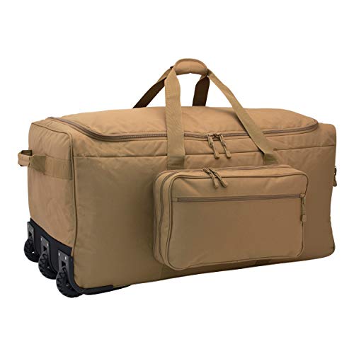 Mercury Tactical Gear Monster™ Rolling Duffle Deployment Bag with Wheels, Large Wheeled Heavy Duty Duffle Bag for Men & Women, Travel Bag, Coyote Color