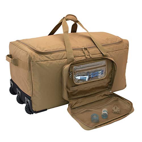 Mercury Tactical Gear Monster™ Rolling Duffle Deployment Bag with Wheels, Large Wheeled Heavy Duty Duffle Bag for Men & Women, Travel Bag, Coyote Color