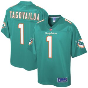 nfl pro line men's tua tagovailoa aqua miami dolphins logo player jersey