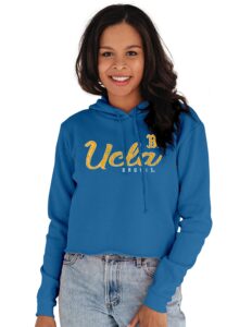 blue 84 womens vintage crop hoodie, team color, medium us