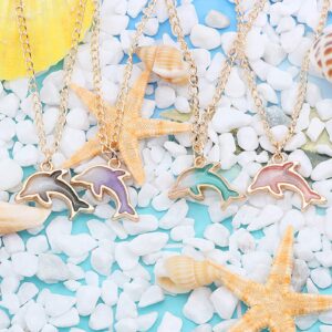 My Own Tong Cute Alloy Dolphin Pendant Necklace Marine Animals Colored Fish Jewelry For Women ,Party Favors And Stocking Stuffers For Girl (Green)