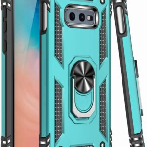 IKAZZ for Galaxy S10e Case with Screen Protector,Military Grade Shockproof Cover Pass 16ft Drop Test with Magnetic Kickstand Car Mount Holder Protective Phone Case for Samsung Galaxy S10e Turquoise