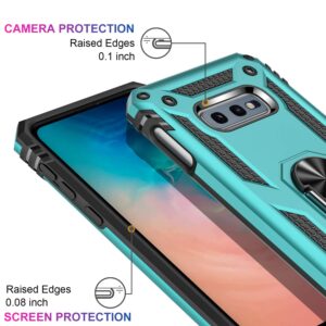 IKAZZ for Galaxy S10e Case with Screen Protector,Military Grade Shockproof Cover Pass 16ft Drop Test with Magnetic Kickstand Car Mount Holder Protective Phone Case for Samsung Galaxy S10e Turquoise