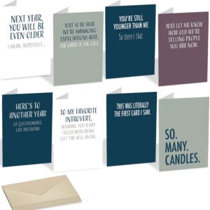 modern wit happy birthday card - single 4.25 x 5.5 greeting card with envelope, blank inside, funny cards for men and women, funny birthday cards for men and women