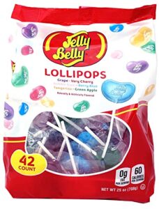 adams & brooks jelly belly lollipops 42 count –jelly belly candy, classic jelly belly flavors, individually wrapped lollipops, kosher candy