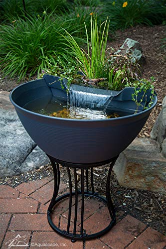 Aquascape Pond and Waterfall Kit AquaGarden Container Water Garden, Steel Gray