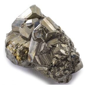 kalifano natural pyrite cluster - high energy iron piedra pirita from peru with healing properties (information card) fools gold rock reiki crystal used for increased willpower and manifestation