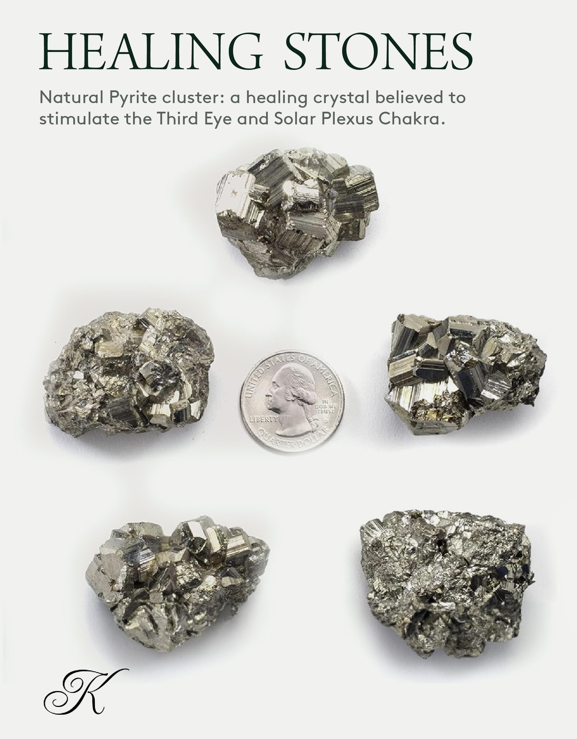 KALIFANO Natural Pyrite Cluster - High Energy Iron Piedra Pirita from Peru with Healing Properties (Information Card) Fools Gold Rock Reiki Crystal Used for Increased Willpower and Manifestation