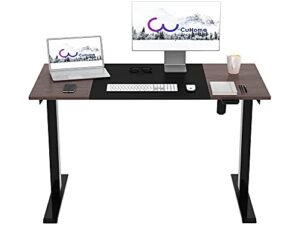 cuhome electric standing desk 48 x 24 inch height adjustable stand up desk for home and office, sit stand desk computer workstation with splice board