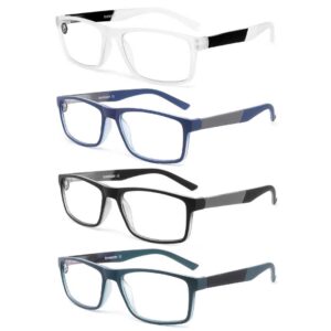 dongdi blue light blocking reading glasses 4 pack computer readers for women men,anti glare uv ray filter eyeglasses +1.75