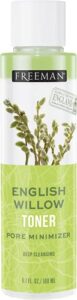 freeman exotic blends deep cleansing english willow toner, removes makeup, dirt, & impurities, clarifying facial toner, pore-minimizing, hydrating skincare essential, 6.1 fl.oz./180 ml bottle