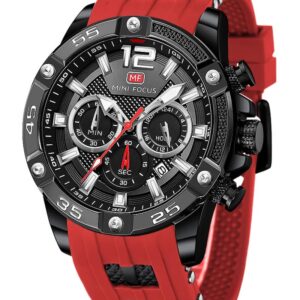 AIMES Watches for Men Red Stylish Analog Quartz Chronograph Waterproof Luminous Big Face Mens Watches Business Work Sport Casual Fashion Designer Dress Men's Wrist Watches Elegant Gift for Men