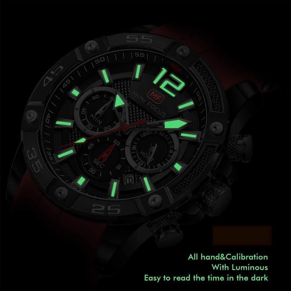 AIMES Watches for Men Red Stylish Analog Quartz Chronograph Waterproof Luminous Big Face Mens Watches Business Work Sport Casual Fashion Designer Dress Men's Wrist Watches Elegant Gift for Men