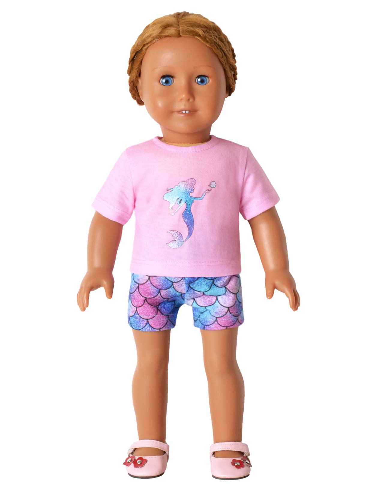 Kids Mermaid Pajamas Matching Girls&Doll for American Girls Pjs Sets,Size 12 13