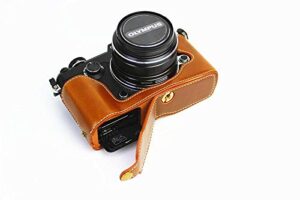 pu leather half body camera cover bag bottom case for olympus pen-f camera ( pen f)