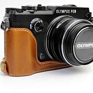 PU Leather Half Body Camera Cover Bag bottom Case For Olympus Pen-F camera ( Pen F)