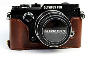 pu leather half body camera cover bag bottom case for olympus pen-f camera ( pen f)