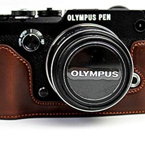 PU Leather Half Body Camera Cover Bag bottom Case For Olympus Pen-F camera ( Pen F)