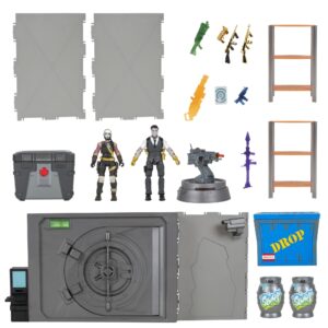 FORTNITE The Vault Deluxe Diorama, Includes 2 (4-inch) Articulated Figures, Playset with Breakaway Wall, Weapons, and 21 Accessories.