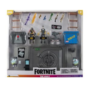 FORTNITE The Vault Deluxe Diorama, Includes 2 (4-inch) Articulated Figures, Playset with Breakaway Wall, Weapons, and 21 Accessories.