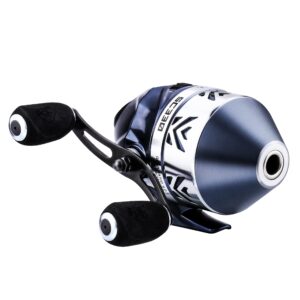 runcl spincast fishing reel, upgrade no-rust push button casting design, 4.0:1 gear ratio, 17.5 lb max drag, reversible handle for left/right, includes monofilament line, gift for fishing lover