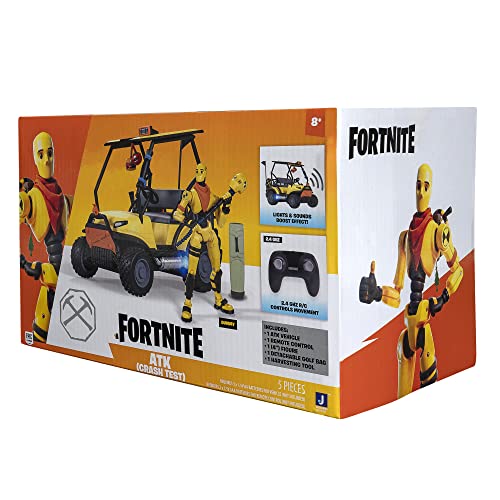 Fortnite Deluxe Feature Vehicle, Crash Test ATK, Electronic RC Vehicle with 4-inch Articulated Dummy Figure, Harvesting Tool, and Accessory - Amazon Exclusive