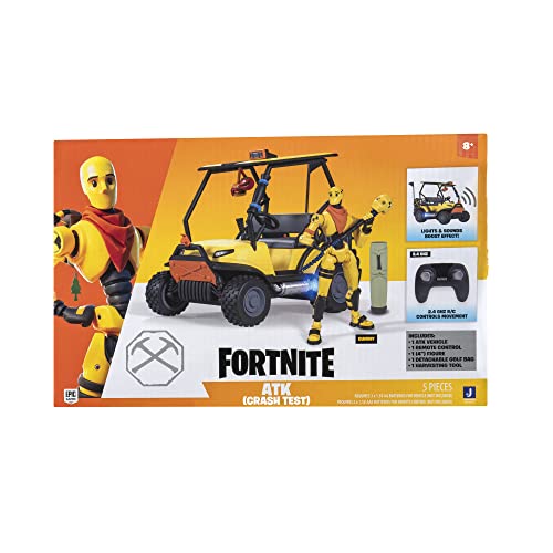 Fortnite Deluxe Feature Vehicle, Crash Test ATK, Electronic RC Vehicle with 4-inch Articulated Dummy Figure, Harvesting Tool, and Accessory - Amazon Exclusive