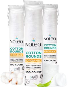 organic cotton rounds compatible with makeup products, eye makeup remover pads and baby wipes, small, 300 count - noleo