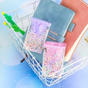 2 Pieces Cute Pen Holder Multi-Purpose Desktop Organizer Stationery Makeup Brush Storage Holder with Colored Bubble Ball for Kids Teens (Pink and Purple)