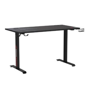 SEVEN WARRIOR Gaming Desk 55’’, T-Shaped Carbon Fiber Surface Computer Desk with Full Mouse Pad, Gamer Desk with Headphone Hook, USB Rack, Cup Holder