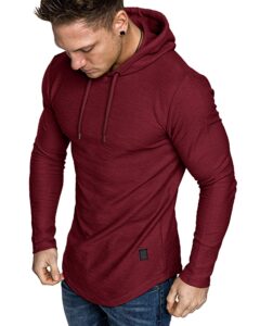 lexiart mens fashion athletic hoodies sport sweatshirt solid color fleece pullover red large