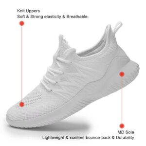 Womens Ladies Walking Running Shoes Slip On Lightweight Casual Tennis Sneakers Girls Kids Zapatos de Mujer White