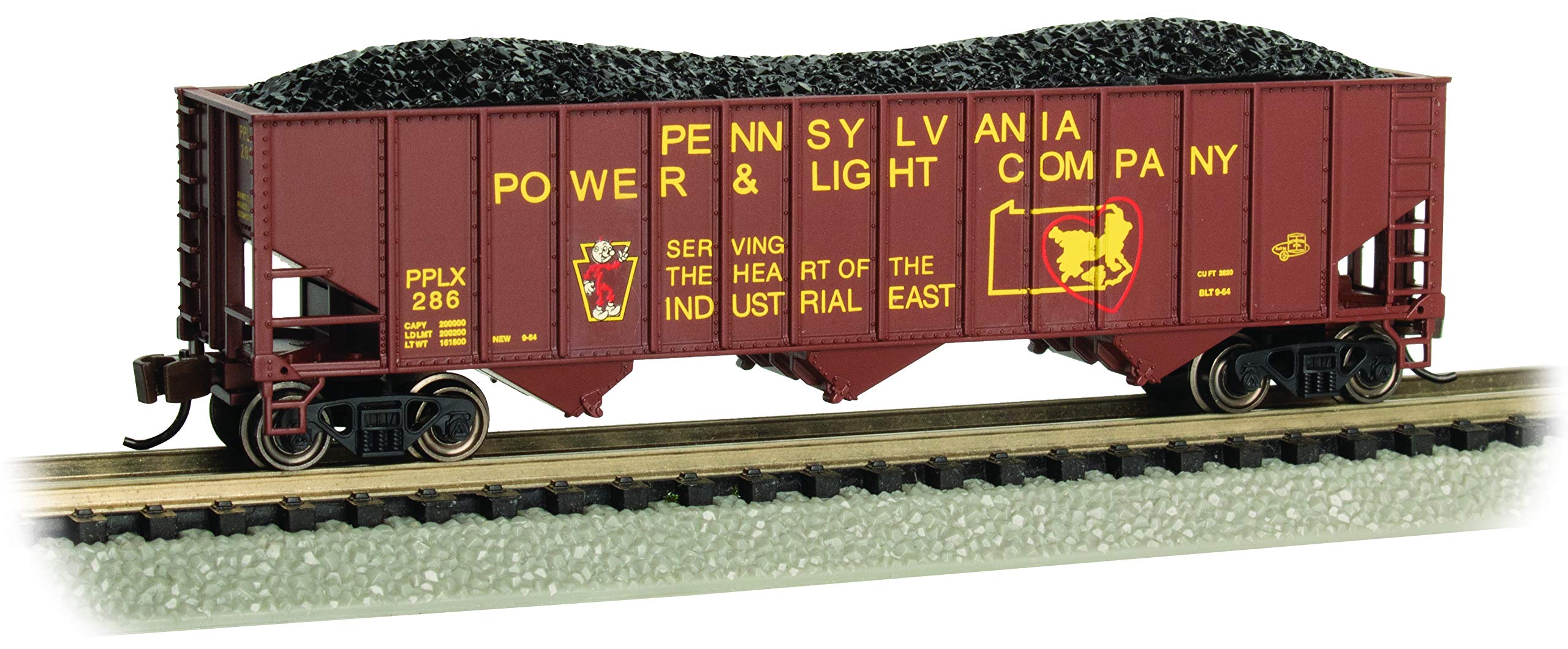 Bachmann Trains - Bethlehem Steel 100-TON 3-Bay Hopper - Pennsylvania Power and Light #286 - N Scale