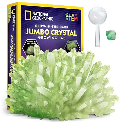 NATIONAL GEOGRAPHIC Giant Glow in The Dark Crystal Growing Kit - Grow Your Own Crystal in Days with This Science Kit for Kids (Amazon Exclusive)